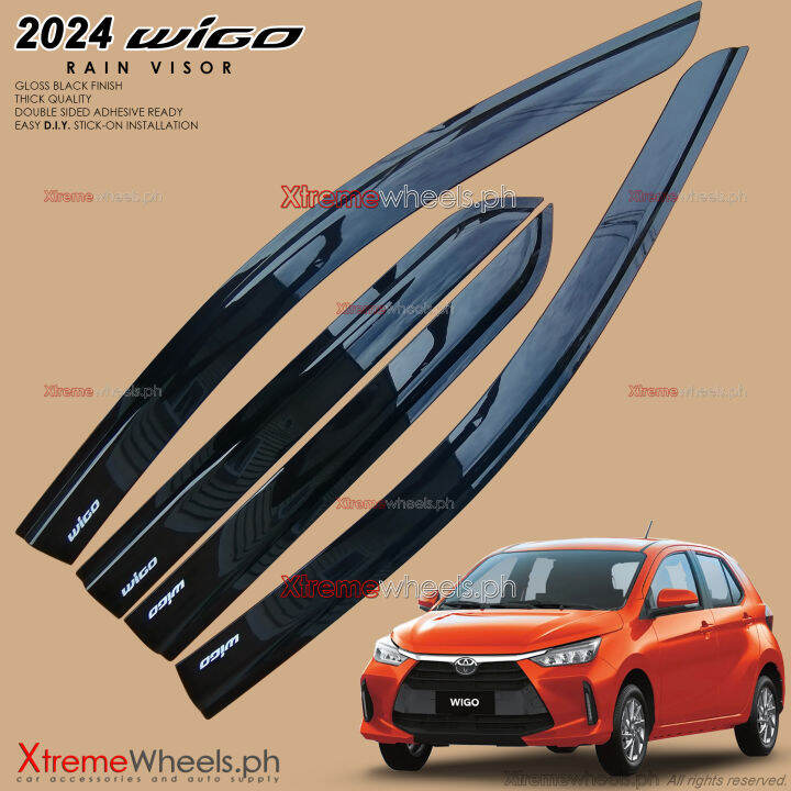 all new Toyota Wigo 2024 Thick Slim Black Rain Window Door Visor / Rain ...