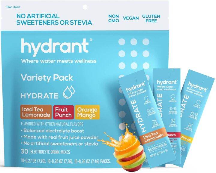 Hydrant Sunshine Variety (30 Stick Packs) Electrolyte Powder Rapid ...