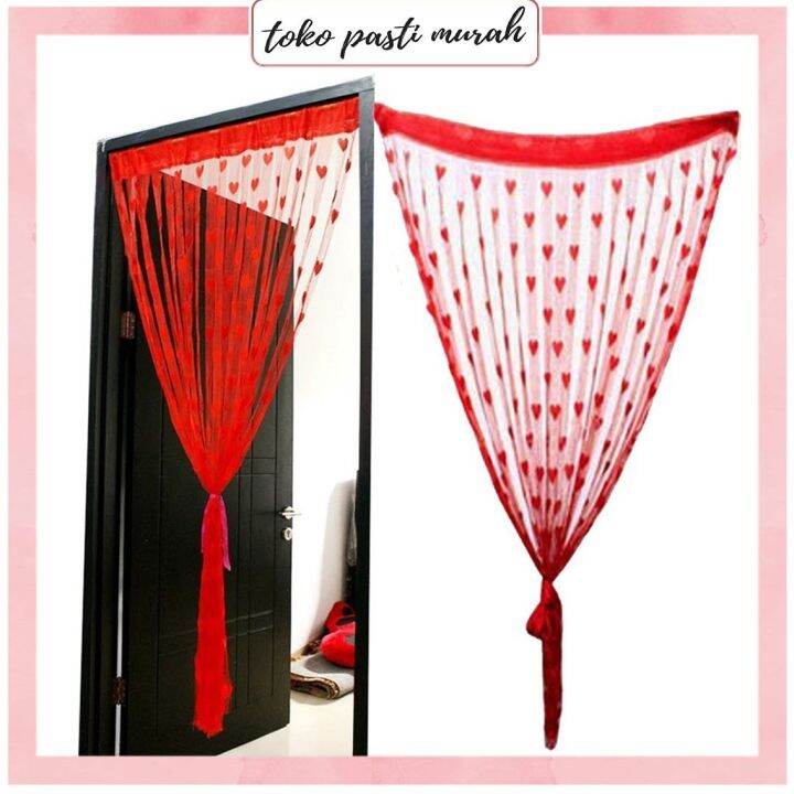 TPM Tirai love / Tirai Pintu Dan Jendela Benang Motif Love | Lazada ...