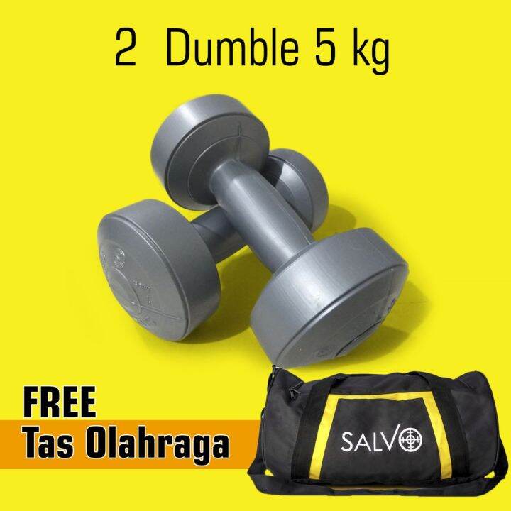 Barbel 5kg sepasang dumbel hercules salvo gratis tas olahraga salvo ...