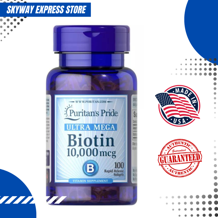 Puritan's Pride Ultra Mega Biotin 10,000 mcg 100 Softgels | Lazada PH