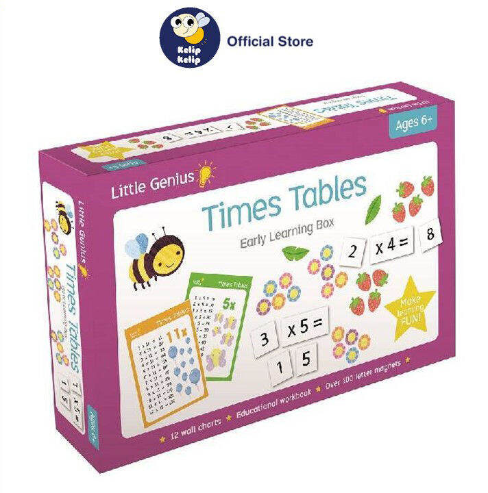 Little Genius Early Learning Box Times Tables For Kids With Wall Charts Workbook & Letter ...