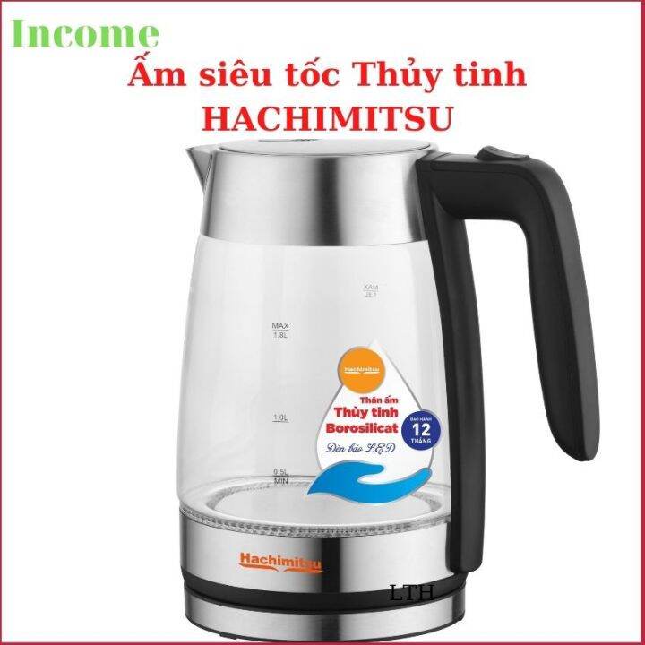 Ấm siêu tốc hc-311 Hachimitsu, ấm siêu tốc cao cấp 1,7L, chế độ ngắt tự động khi nước sôi hoặc ...
