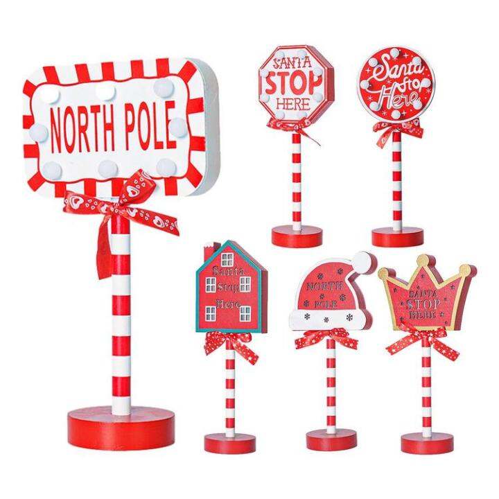 Stop Sign Party Decoration LED Santa Stop Here Tree Topper Light Up ...