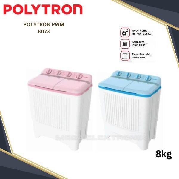 POLYTRON PWM 8073 Mesin Cuci 2 Tabung Samba Series 8 KG khusus ...