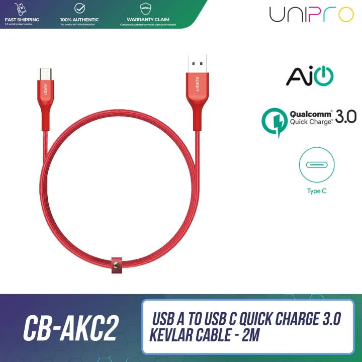 Aukey CB-AKC2 USB A To USB C Quick Charge 3.0 Kevlar Cable - 2M | Lazada