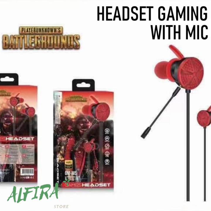 Headset Gaming Mobile Earphone Plus Mic ada mic untuk main game PUBG ...