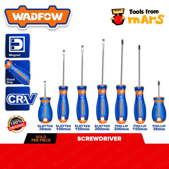 WADFOW Slotted & Phillips Screwdrivers Flathead Screw Driver 38mm 100mm ...