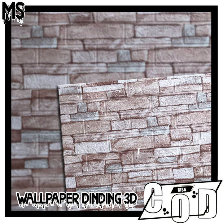 Wallpaper 3D Sticker Dinding Modern Foam Motif Batu Bata Alam ukuran 70 ...