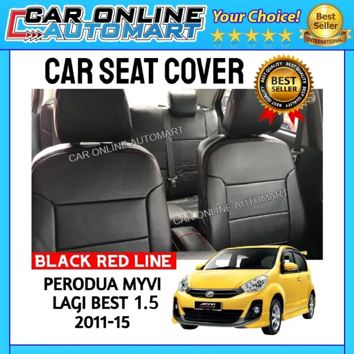 Perodua Myvi Lagi Best 2011-14 (1.5) Black with Red Line Car Seat Cover ...