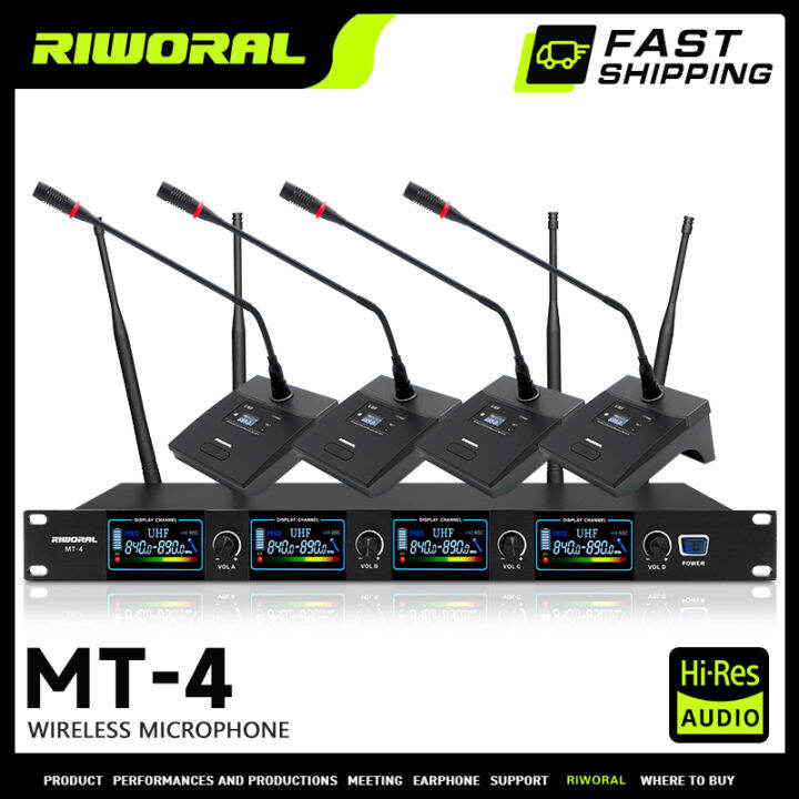 RIWORAL MT4 UHF 4 channel professional wireless microphone Desktop ...