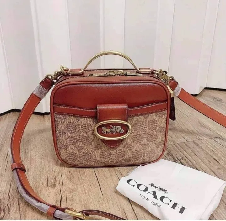 Newest Coach 703 Riley Lunchbox Bag in Signature Coated Canvas with ...