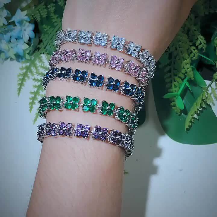 BeaQueen ฤดูร้อนสี่ใบโคลเวอร์ดอกไม้เครื่องประดับแฟชั่นสีน้ำเงินเข้ม ...