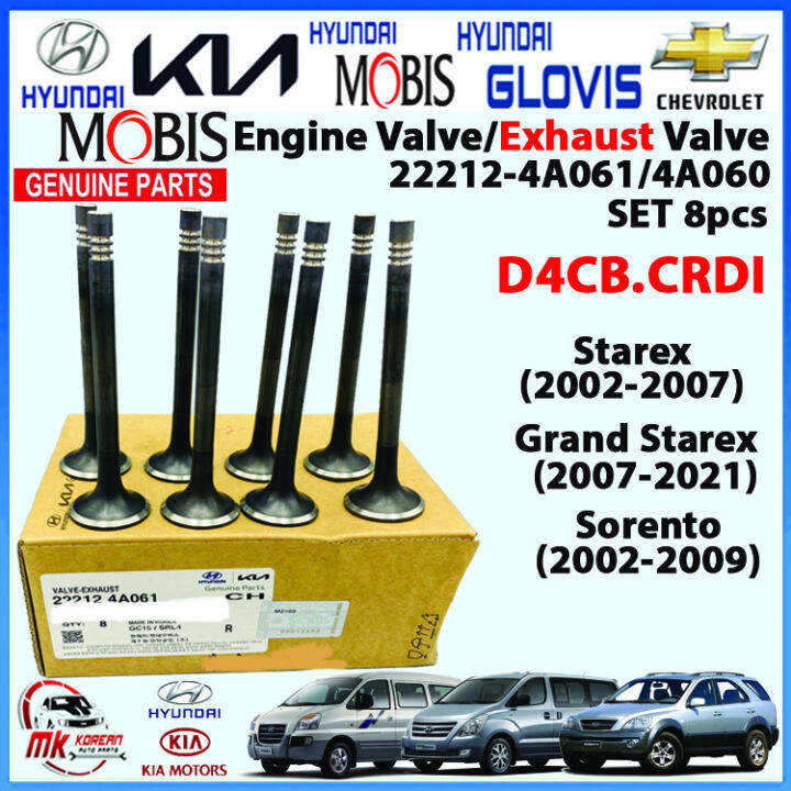 [GENUINE] Engine Valve. Exhaust Valve. SET 8 pcs. D4CB.CRDI. for Starex ...