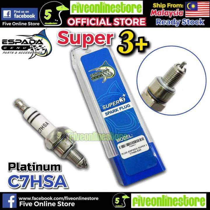 Espada Racing Super 3 C7HSA Platinum Spark Plug 3 Kaki EX5 FI KRISS ...
