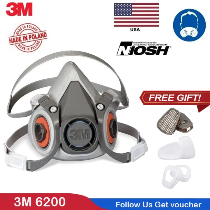3M 6200 Masks Half Mask Respirator Organic Face Protection Dust-proof Mask Anti Haze Painting ...
