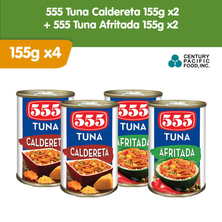 555 Tuna Caldereta 155g Pack of 2 + 555 Tuna Afritada 155g Pack of 2 ...