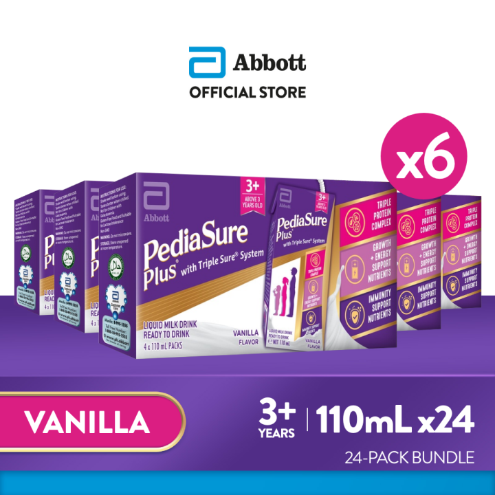 Pediasure Plus Ready to Drink Vanilla 110ML x 4 For Kids Above 3 Years Old Bundle of 6 | Lazada PH
