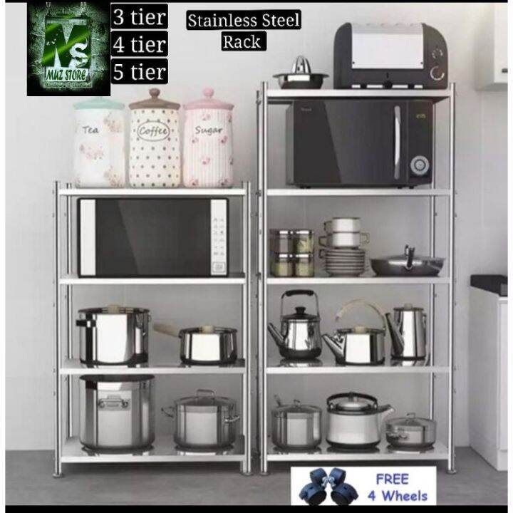 Rak Dapur Stainless Steel Multilayer Racks / Kitchen Shelves / Pots ...