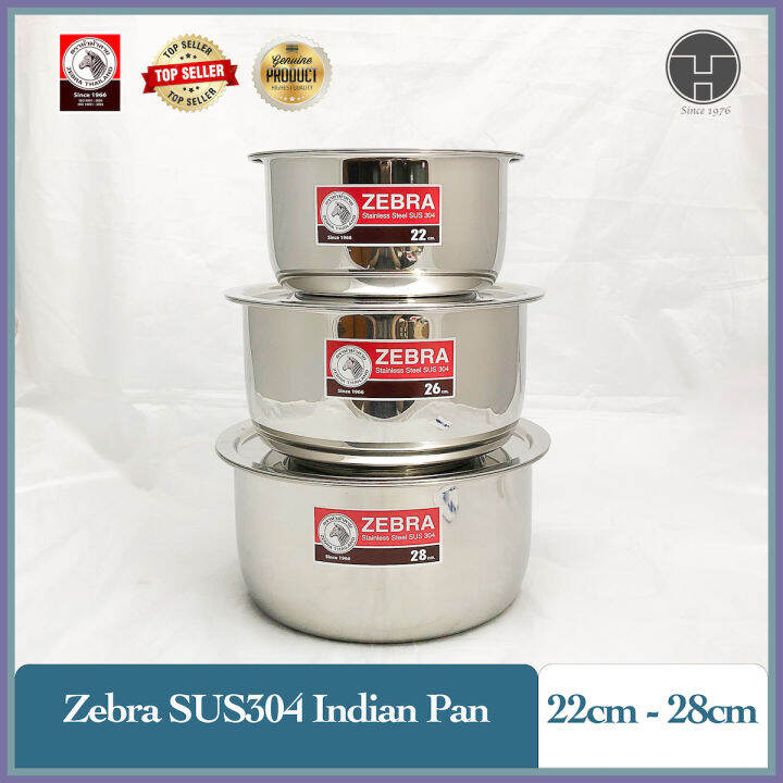 [TeoHin] Zebra SUS304 Stainless Steel Indian Pan 14cm, 16cm, 18cm, 20cm, 22cm, 24cm, 26cm, 28cm ...