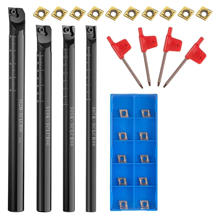 14pcs Lathe Boring Bar Set S07ks08ks10ks12m Sclcr06 Lathe Boring Turning Bar Holder With