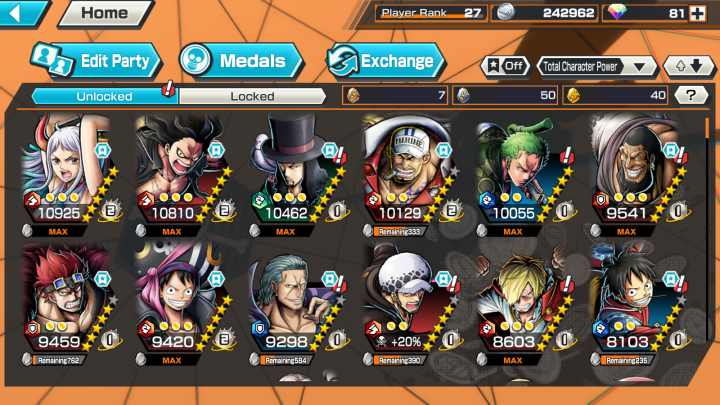 Akun One Piece Bounty Rush Opbr Shanks Roger Luffy Yamato Kaido Jeki