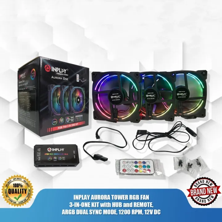 INPLAY AURORA TOWER RGB FAN 3 IN ONE KIT 120MM Cooling fan ARGB KIT ...
