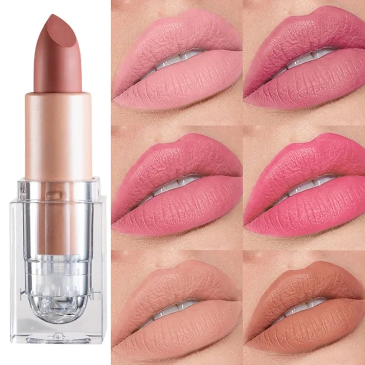 Nude Lipstick Matte Bean Paste Pink Color Lips Makeup Waterproof Long