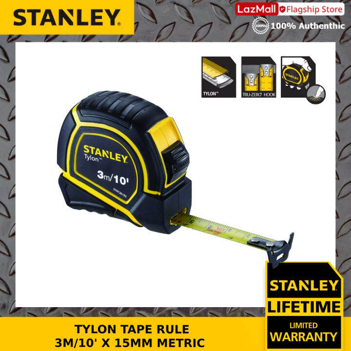 Stanley STHT-36-193 Tylon Tape Rules 3m/10' X 15mm Metric/imperial (Black) [Lifetime Warranty ...