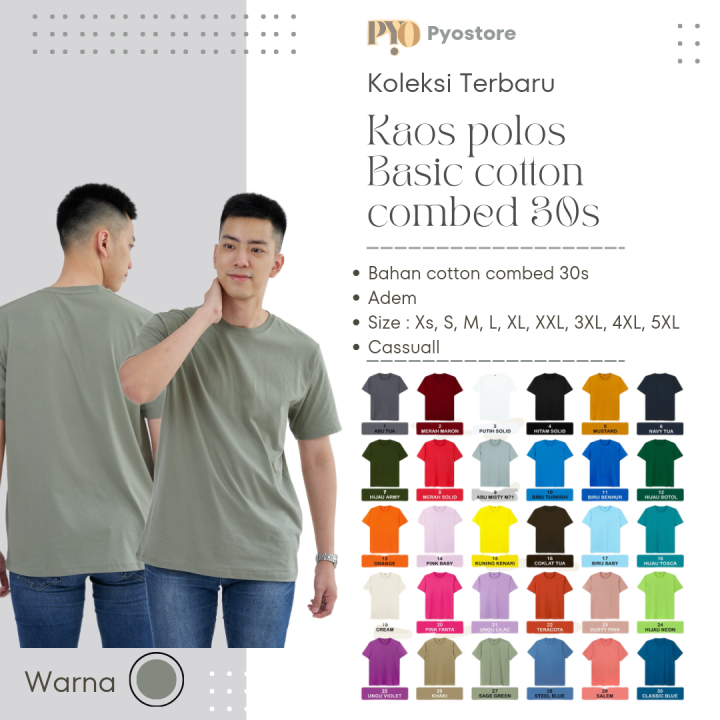 KAOS POLOS BASIC COMBED 30S HIJAU SAGE | Lazada Indonesia