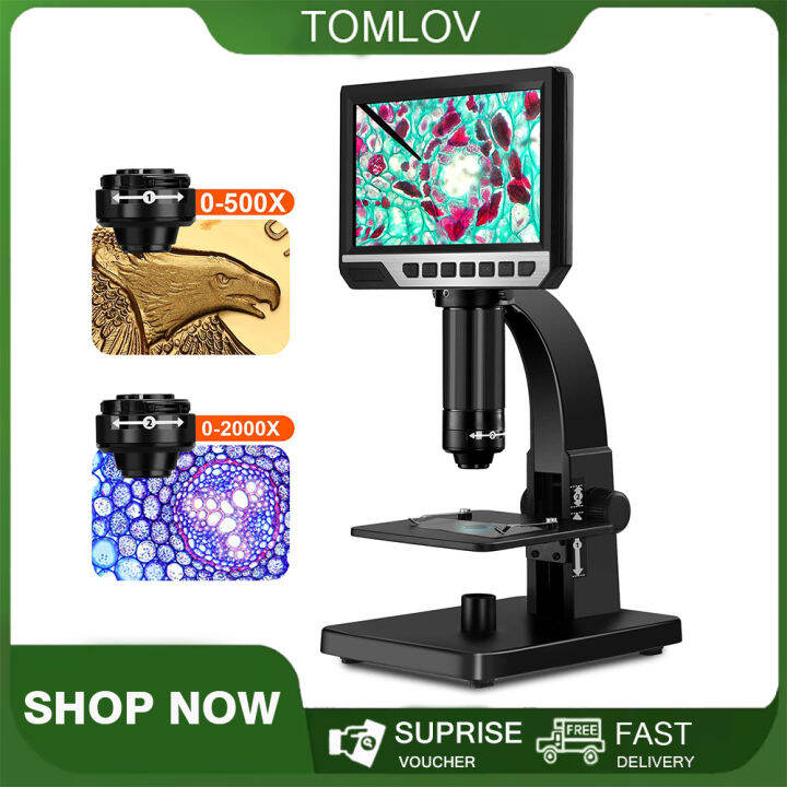 TOMLOV 7 Inch 2000X Digital Microscope, USB Industrial Continuous ...