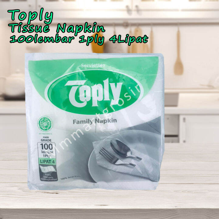 Toply / Tissue Napkin / Tissue Serbaguna / 100lembar 1ply 4Lipat ...