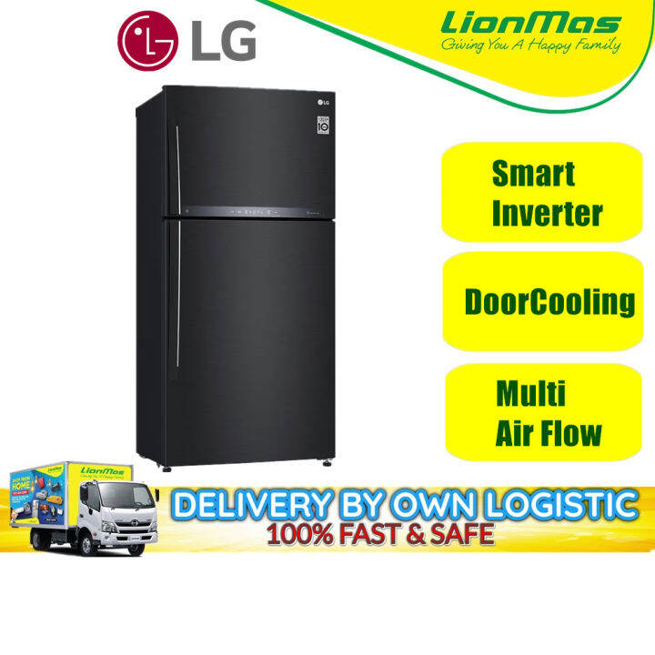 LG 602L Smart Inverter Top Freezer Fridge GR-H802HQHM in Black Metal ...