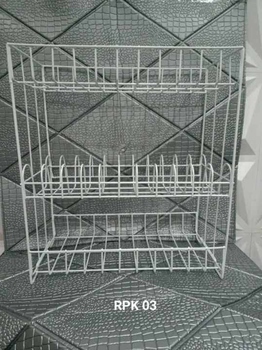 Rak Piring RPK Besi Tray Besi Susun 3 Serbaguna Tanpa Cantolan Gelas ...