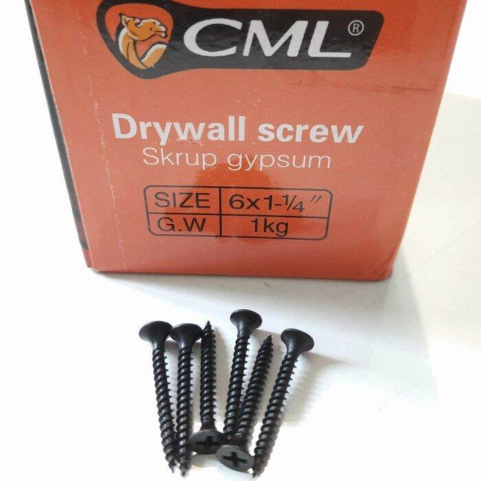 Bisa COD Skrup Gipsum Hitam 6 × 1-1/4" (inci) - Sekrup Drywall / Baut ...