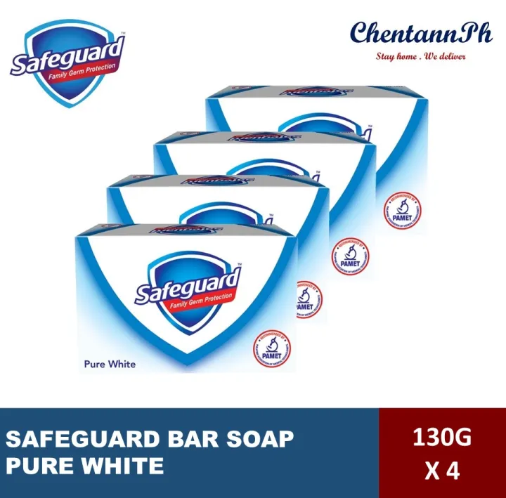 SAFEGUARD PURE WHITE Bar Soap 130g x 4 pieces - SET OF 4 | Lazada PH