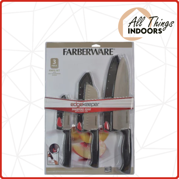 Farberware Edgekeeper Knife Set with Self Sharpening Sleeves 3pcs ...