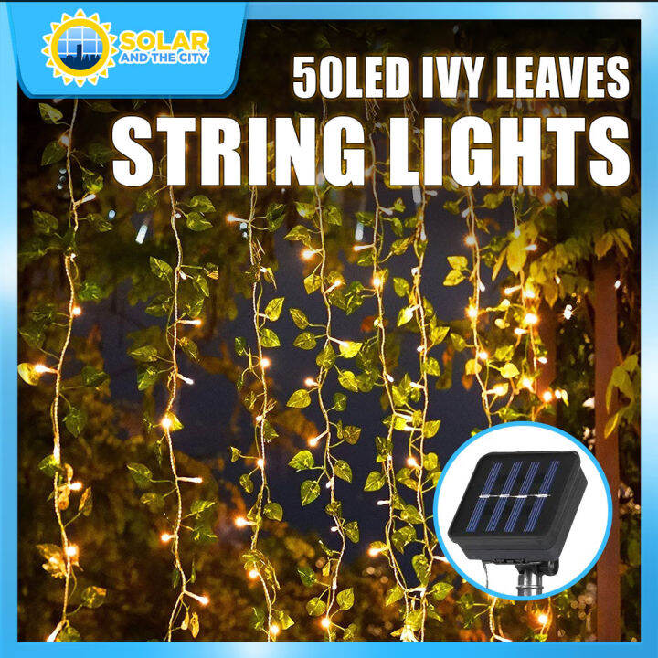 S&C 50/100LED Solar Green Leaves Vine String Light Solar Powered Ivy ...