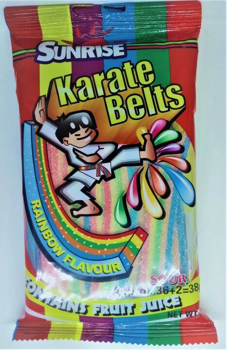 Sunrise Karate Belts Rainbow Jungle Strings Strawberry Sour Gummies ...