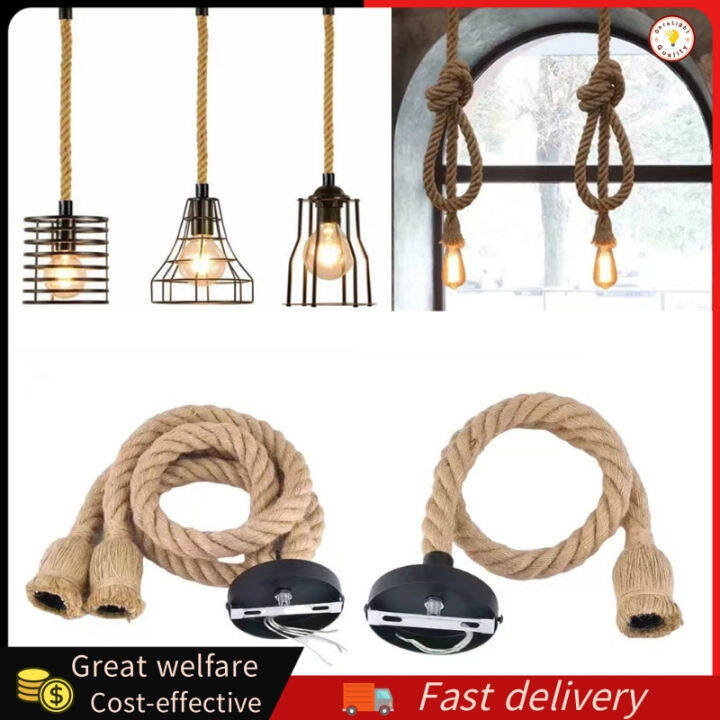 【DARA】Modern LED Vintage Hemp Rope Pendant Lamp Rope Light Minimalist ...