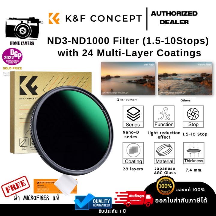 K&F Variable ND3-ND1000 ND Filter (1.5-10 Stops) with 24 Multi-Layer ...