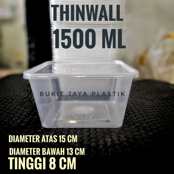 Thinwall Kotak 1500 Ml / Kotak Makan 1500Ml Isi 25 Set + (Packing Bubble Wrap) | Lazada Indonesia