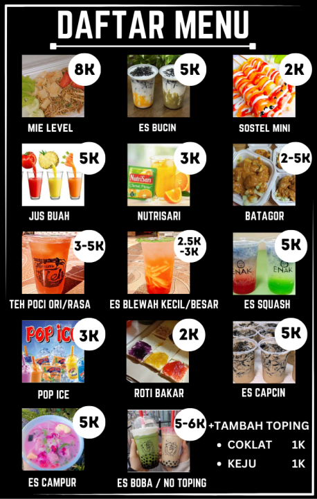cetak daftar menu usaha jualan camilan/ minuman/ rumah makan/ cafe ...