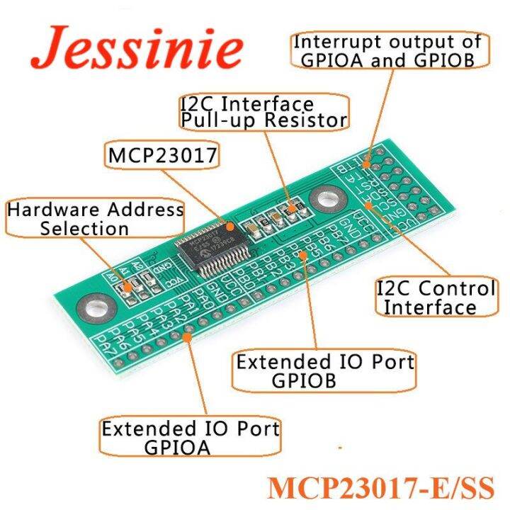 MCP23017 I2C Interface 16bit I/O Expansion Board Module Pin Board IIC to GIPO Converter 25mA1 ...