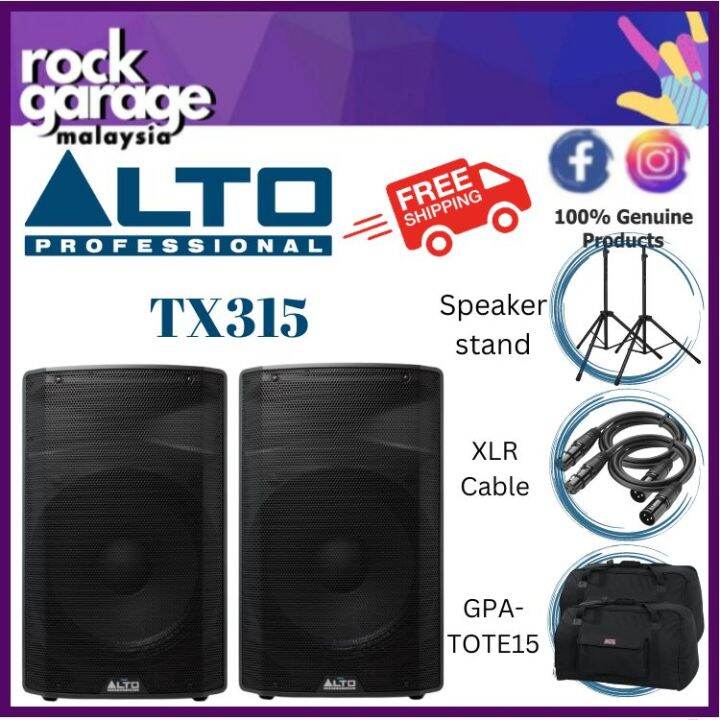 Alto TX315 700W 15" Powered Speaker with Stand, Cable & Gator GPA ...
