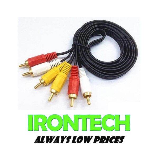 3 RCA Male to 3 RCA Male Composite Audio Video AV Cable Gold Plated 1 ...