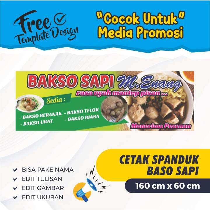 Cetak Spanduk Banner Baso sapi Custom 160x60 | Lazada Indonesia