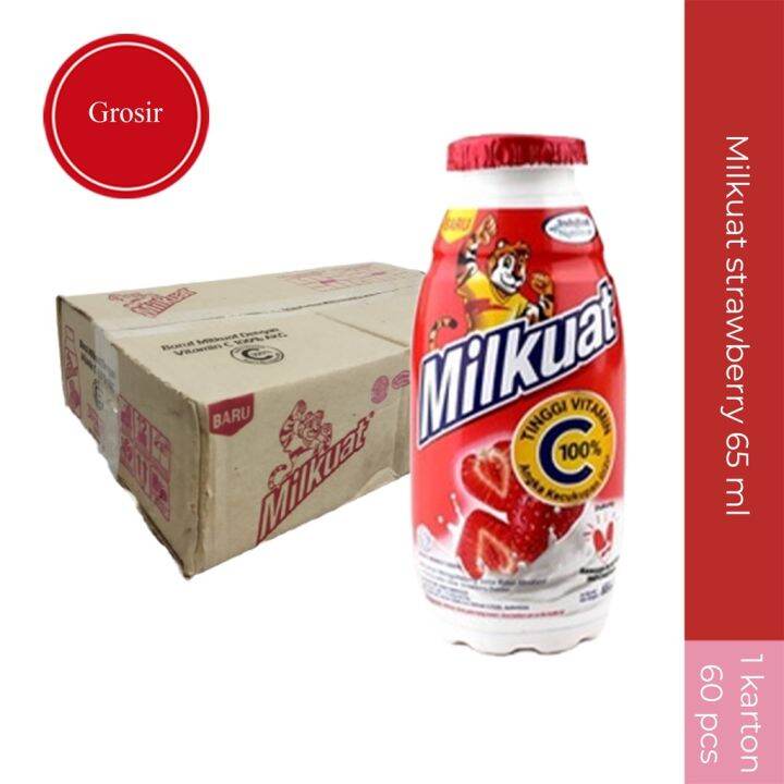 Milkuat Strawberry Botol 65 ml 1 karton 60 pcs | Lazada Indonesia