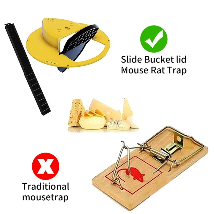New Plastic Mouse trap Reusable Smart Flip Rat Trap Slide Bucket Lid ...
