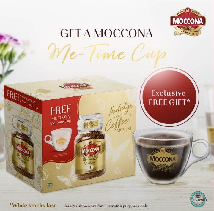 มอคโคน่าคลาสสิค 5 มีเดียมโรสต์ 200กรัม แถมแก้ว | Moccona Classic 5 ...